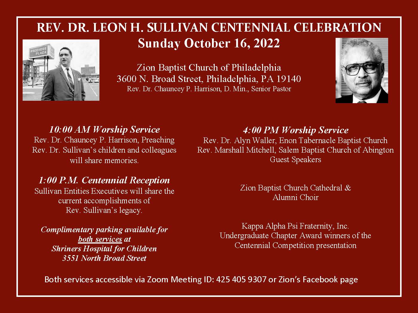 Rev. Dr. Leon H. Sullivan Centennial Celebration | Missio Seminary